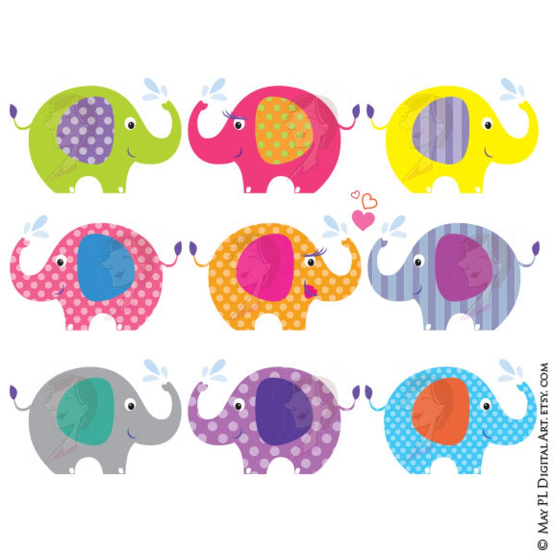 Cute Elephant Clipart Elephants Great for Baby Shower, Card Decoration ...