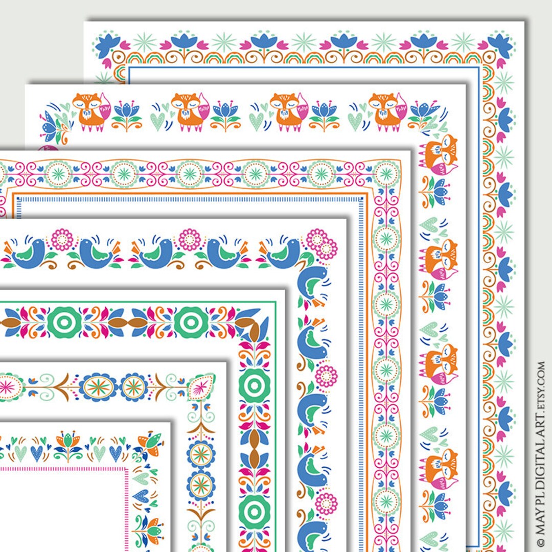 Trendy Scandinavian Borders Clipart, Nordic Hygge Page Frame Fox ...