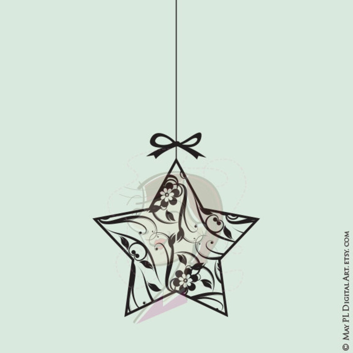 Christmas Star Ornament Clip Art Baubles Retro Decorations | Etsy