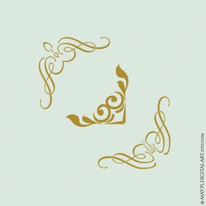 Gold Fancy Corners Digital Clipart, Unique Design Elements - Heritage ...