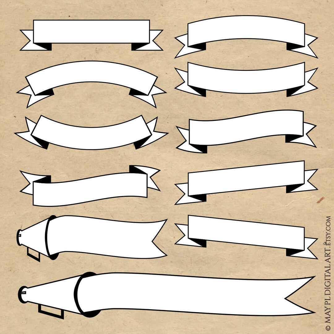 Banners Digital SVG Clip Art Decorative Ribbon Scrolls - Commercial Use ...