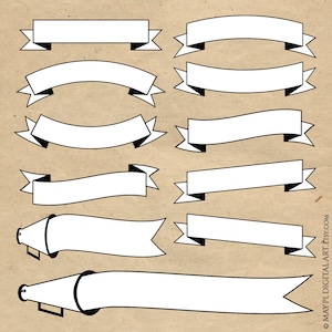 Banners Digital SVG Clip Art Decorative Ribbon Scrolls - Commercial Use DIY Logo Wedding ...