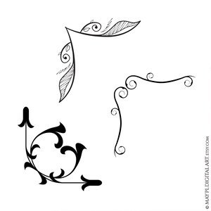 Digital Border Corners Flourishes Clip Art - Vintage Swirls Ornaments ...