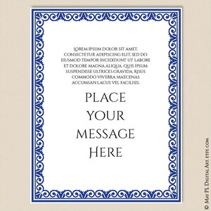Document Border Frames - Blue Traditional Designs Decorative Graphic ...