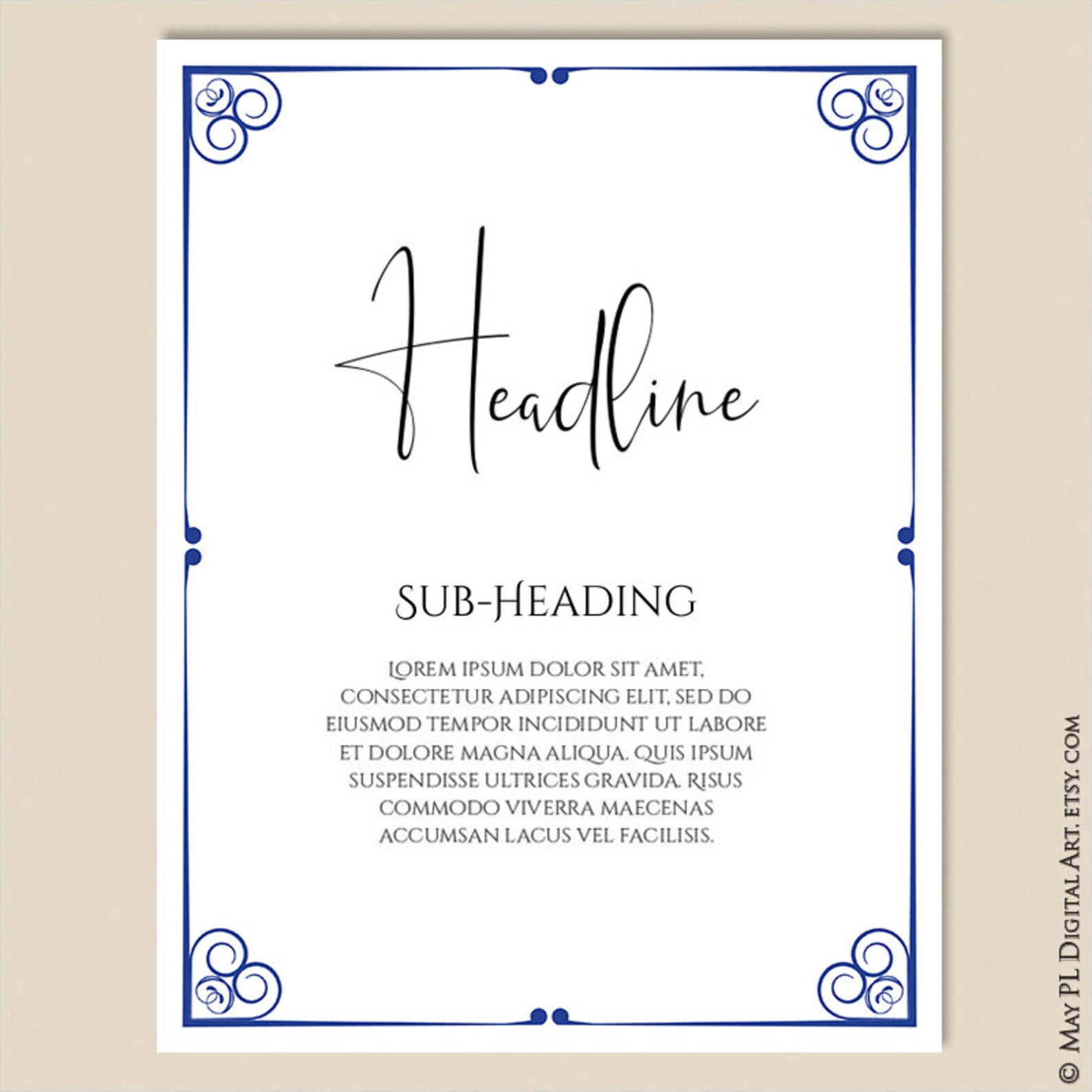 Blue Borders Document Page Clip Art 8x11 Digital Frame - Etsy UK