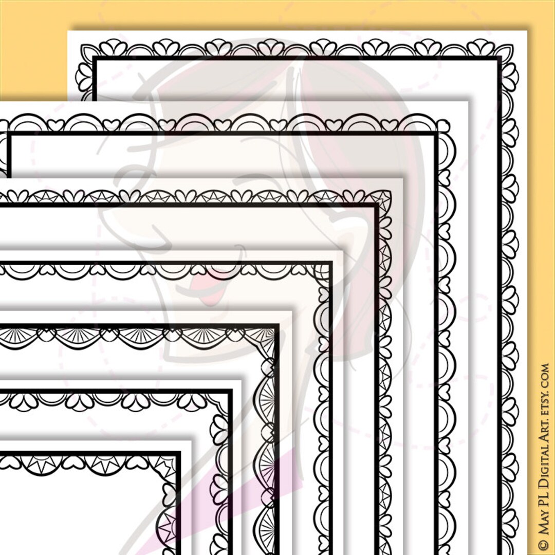 Lace Border Frames 8x11, Clipart Great for Decorating Documents, DIY ...