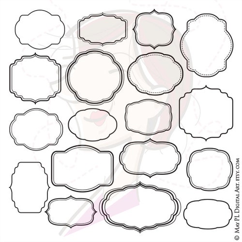 Digital Label Frames Clipart Versatile Simple Shapes You Can | Etsy
