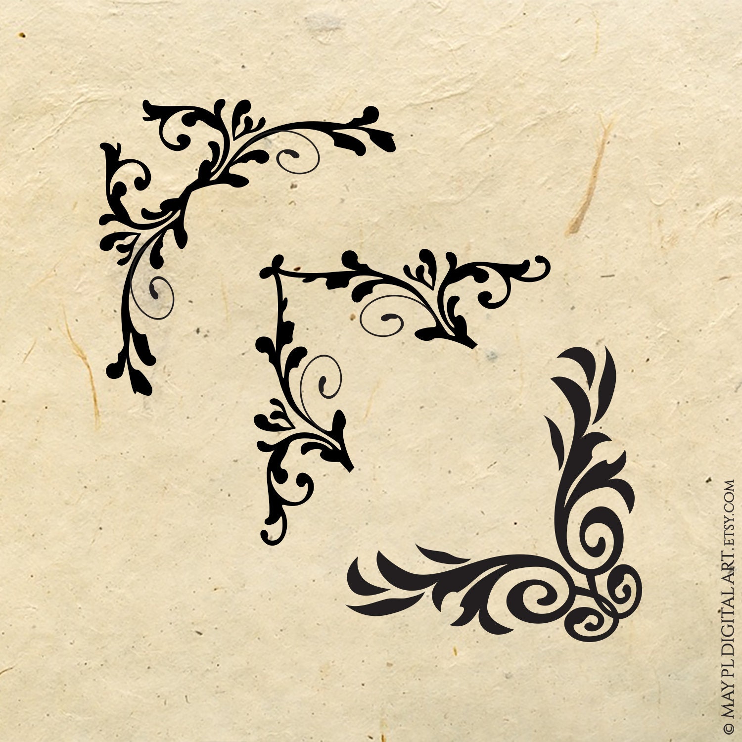 Brown Corner Swirl Designs