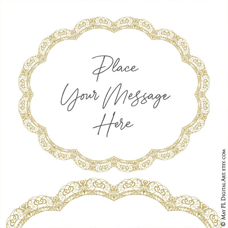 Oval Vintage Style Gold Borders Digital Frames DIY Labels - Etsy