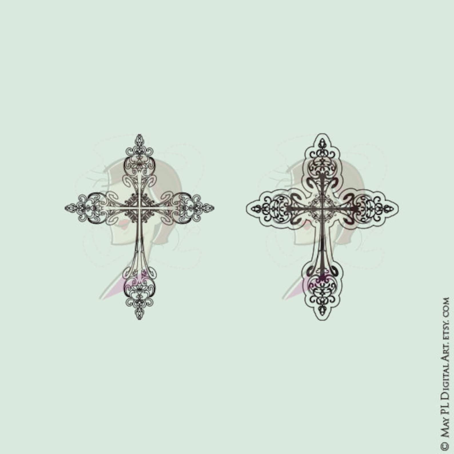 Cross Digital Clipart Ornate Christian Orthodox Gothic Crosses | Etsy