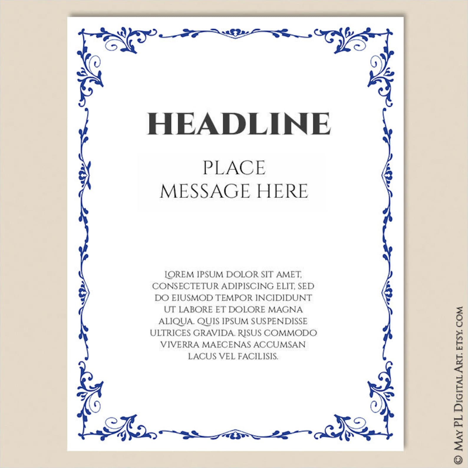 Blue Borders Document Page Clip Art 8x11 Digital Frame - Etsy UK