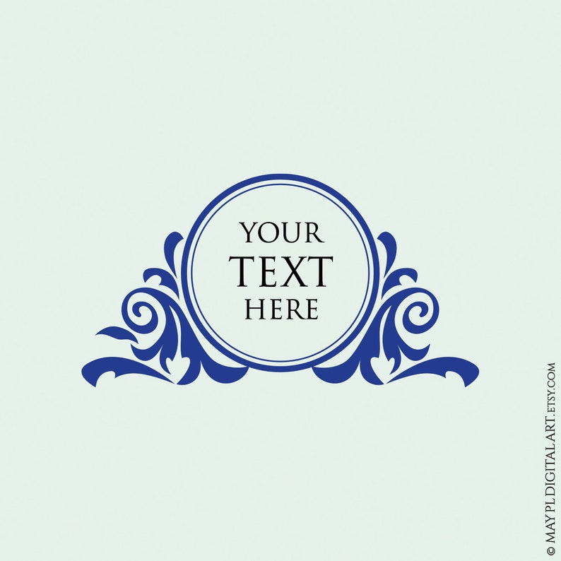 Logo Monogram Circle Oval Digital Frame Royal Blue Retro - Etsy