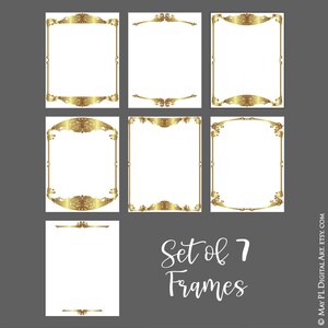 Classic Gold Page Borders Document Clipart - Ancient Botanic Digital ...