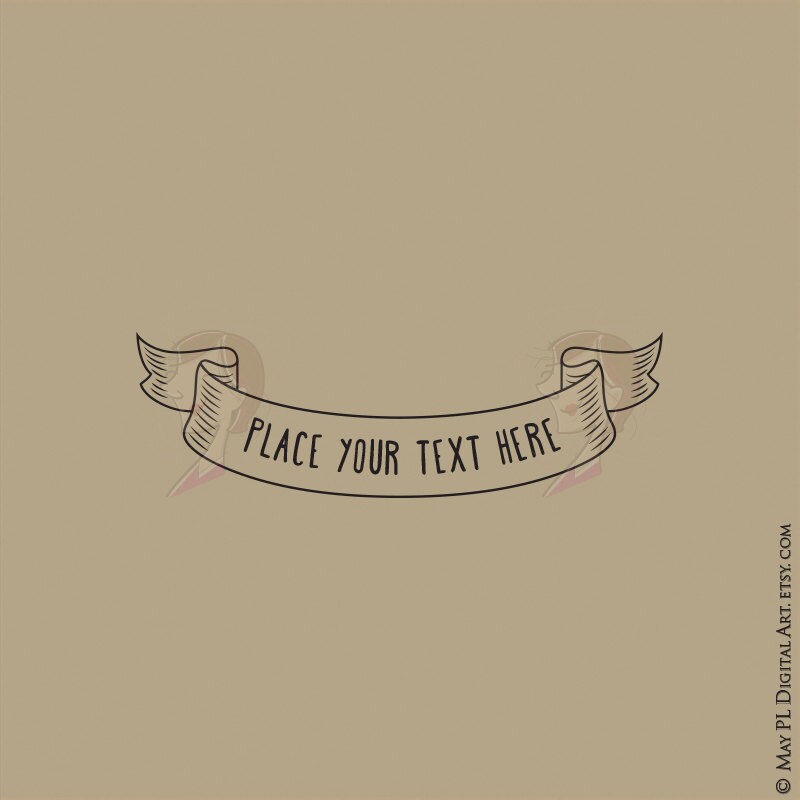 Retro Banners Ribbons Hand Drawn Old World Vintage Style DIY Wedding ...