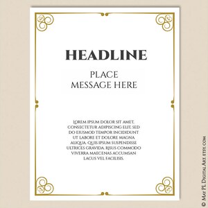 Gold Fancy Document Borders, 8x11 Page Digital Frame Vintage Designs ...