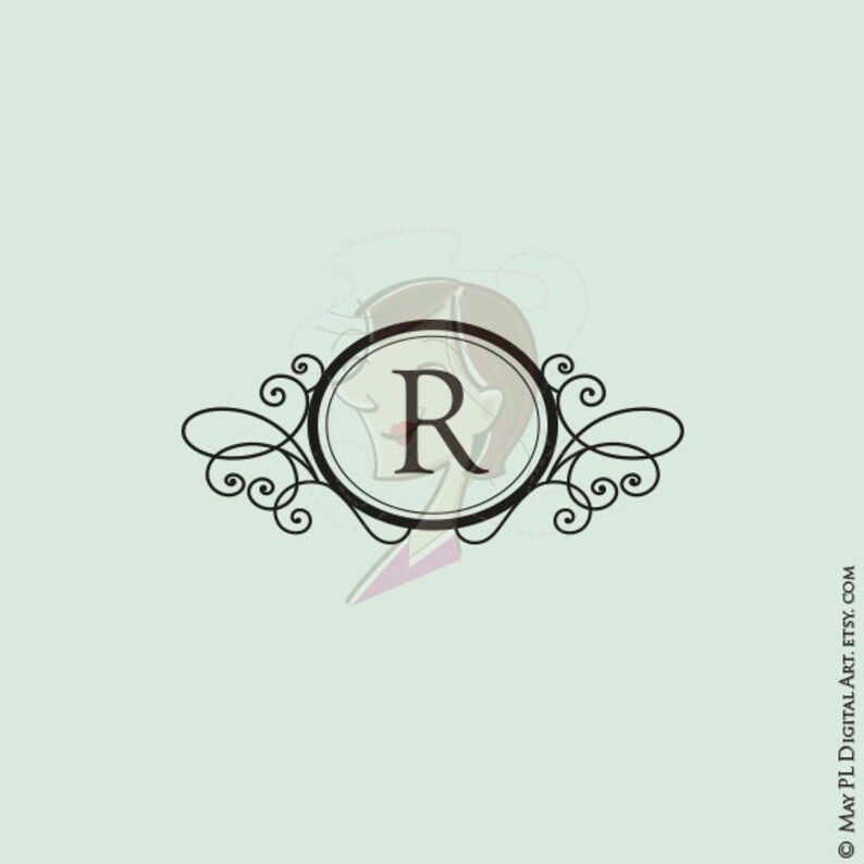 Oval Monogram Frames Digital Swirls Clip Art Download DIY - Etsy
