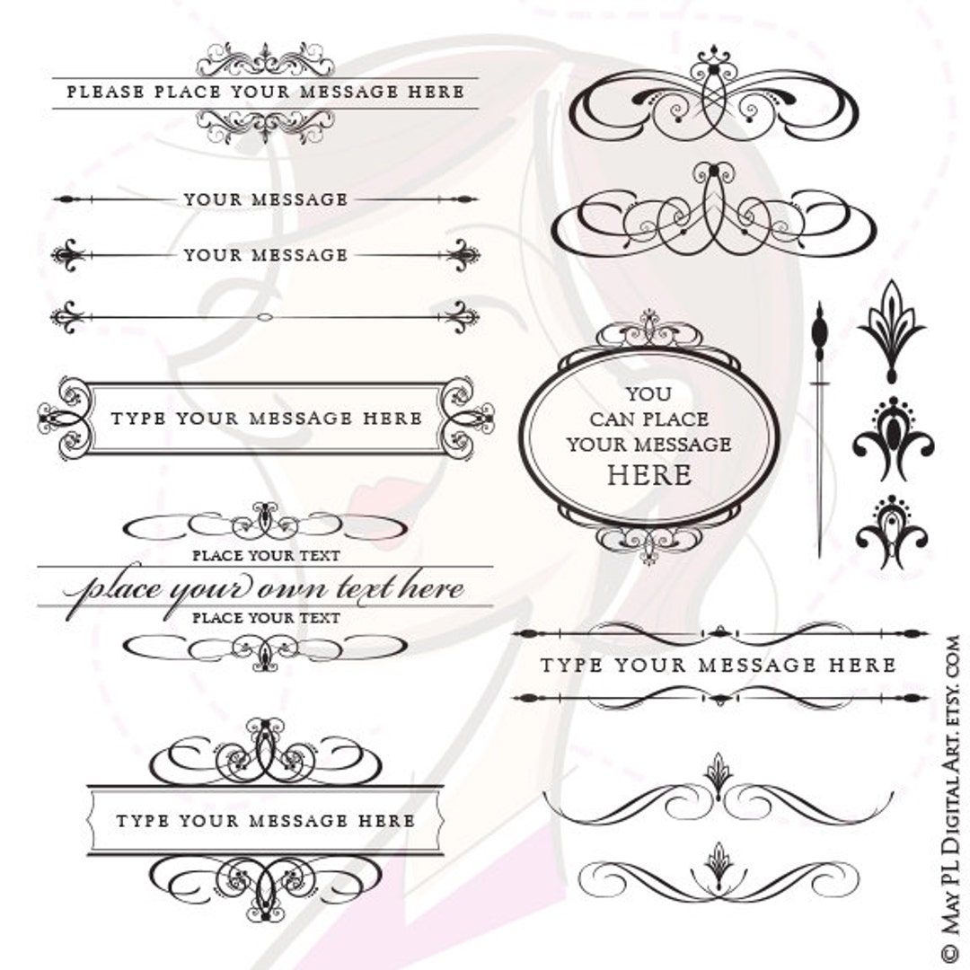 Beautiful Wedding Clipart - Calligraphy VECTOR Frame Set for Making ...