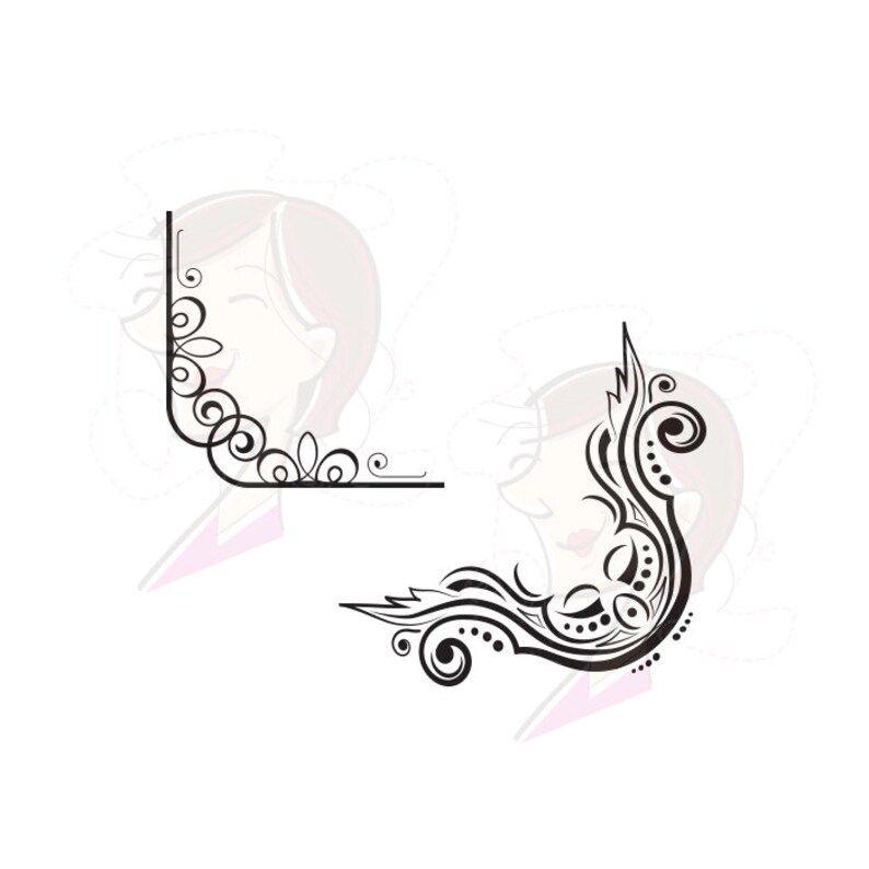 Retro Digital Frames Vintage Curly Borders Corners Elegant - Etsy