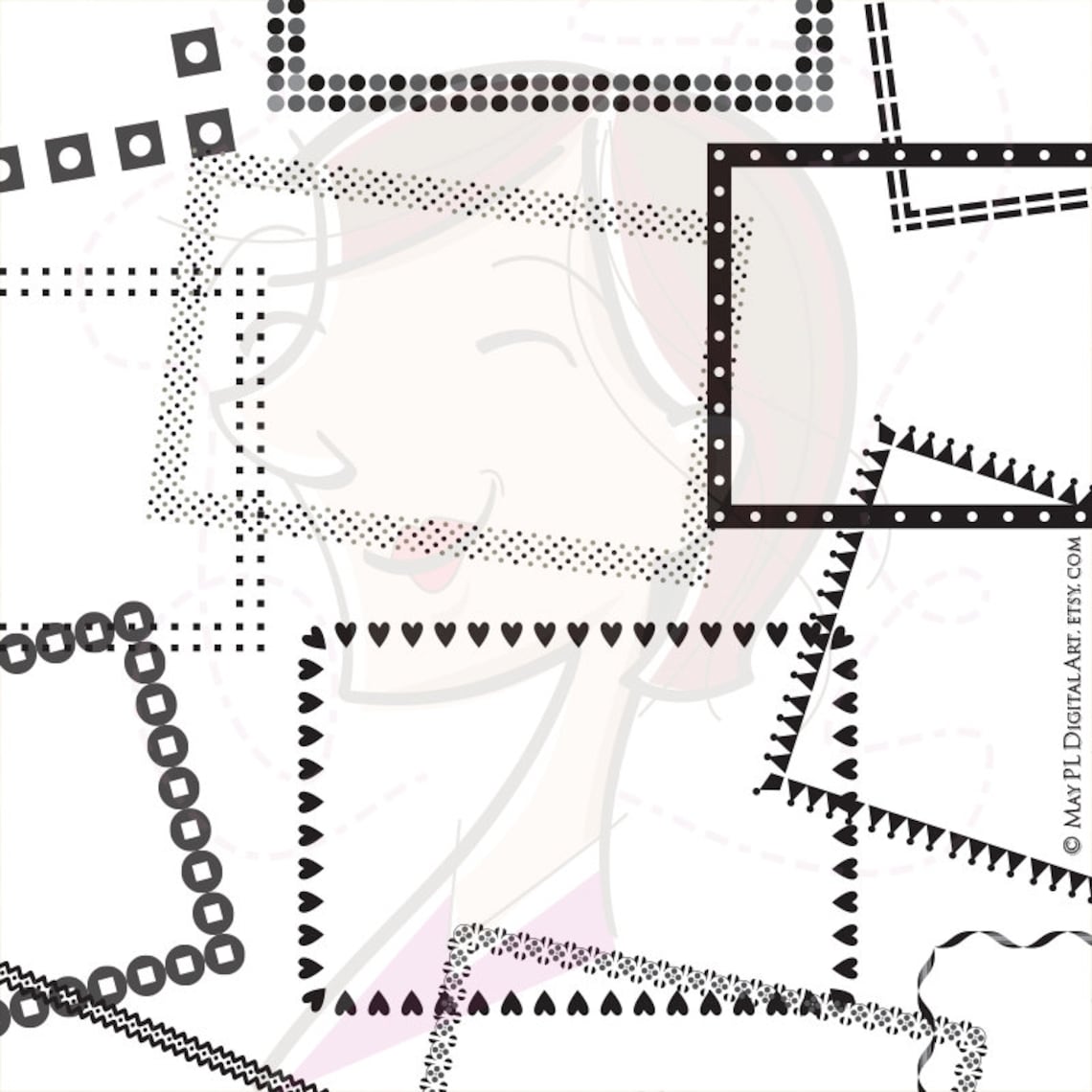 Digital Frame Modern Borders VECTOR Clip Art Rectangle - Etsy