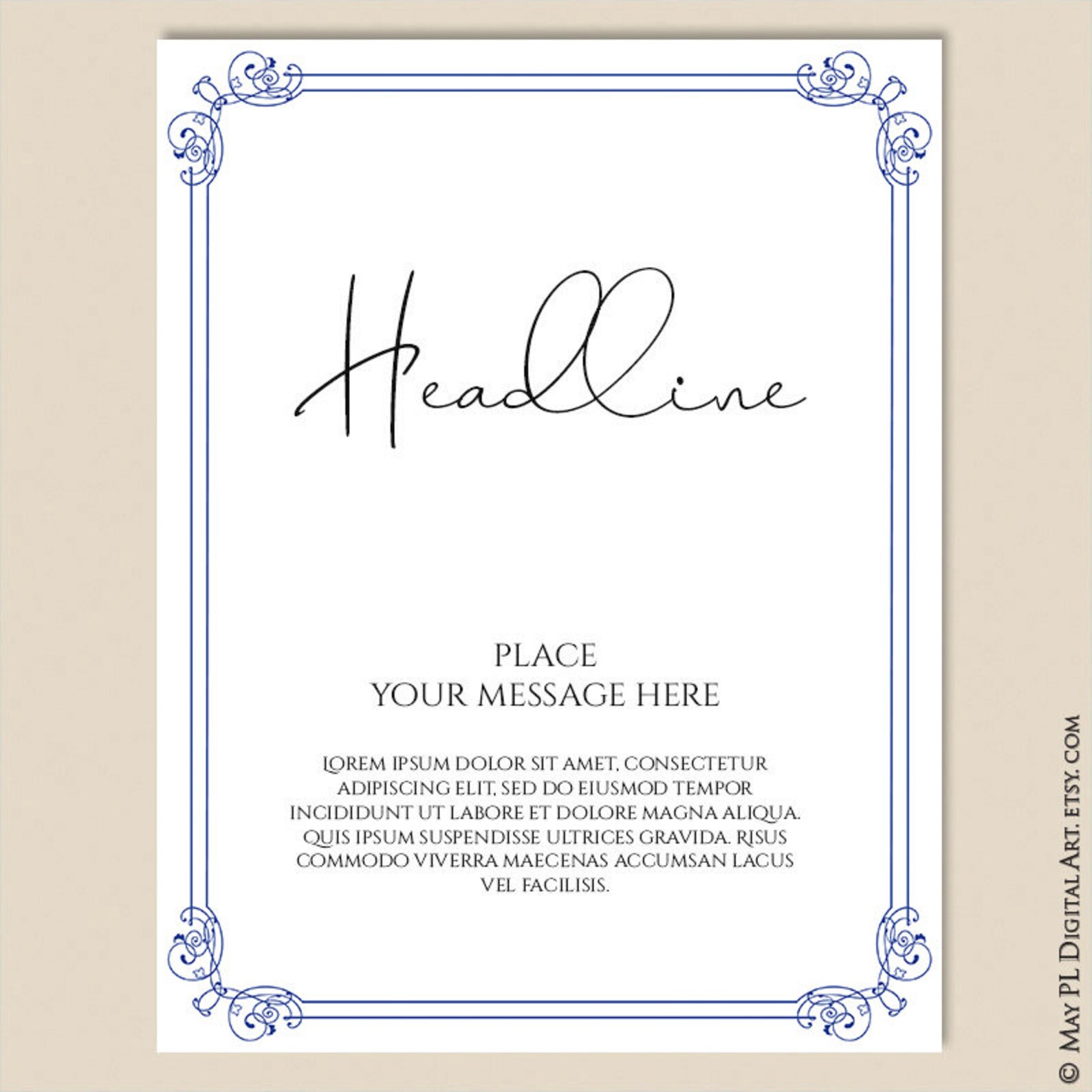 Blue Borders Document Page Clip Art 8x11 Digital Frame - Etsy