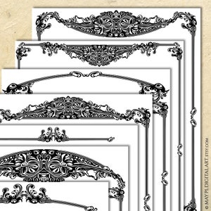 Classic Page Border Document Botanic Digital Frame - Ancient Black Clipart 11083 - Etsy