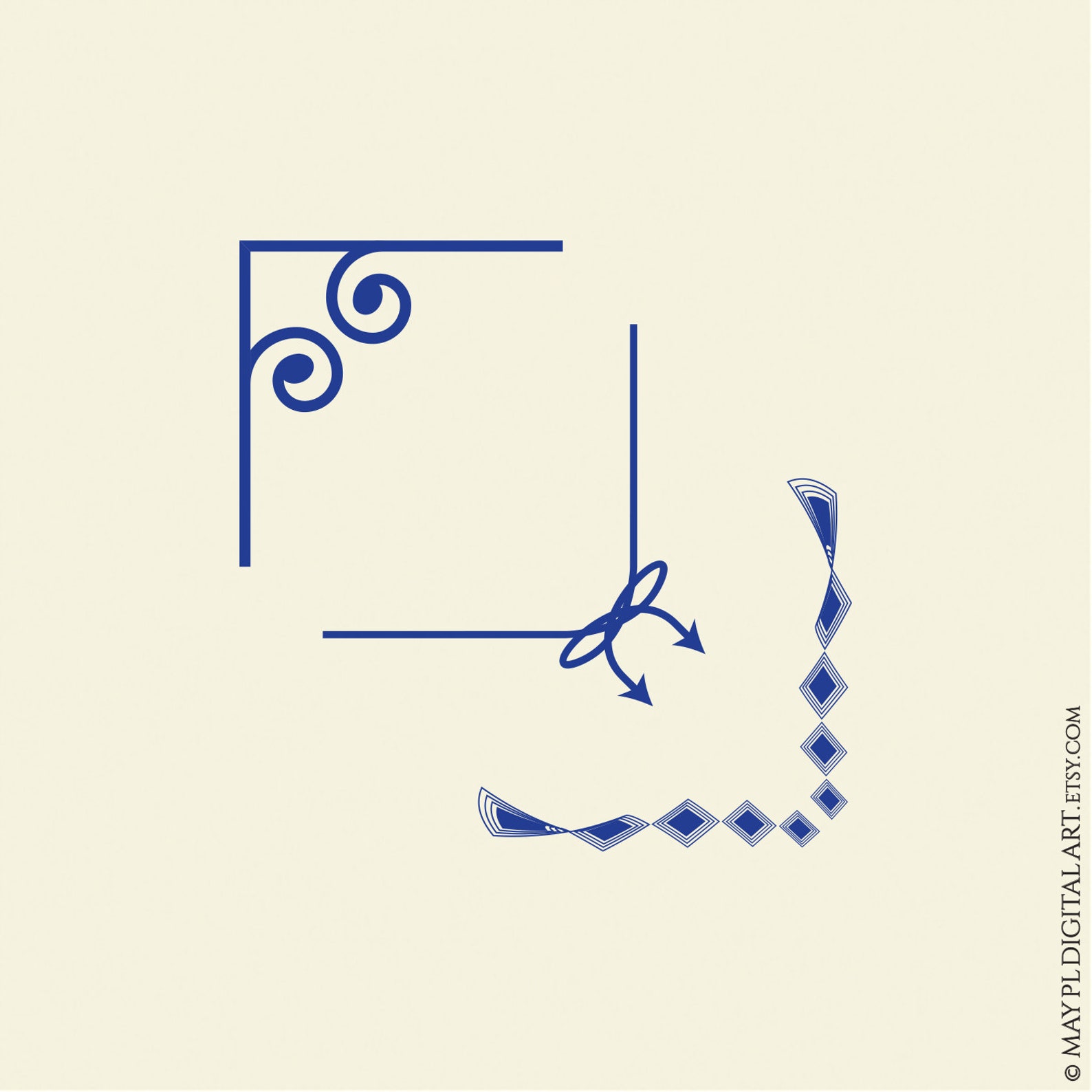 Unique Corner Borders, Blue Project Clipart - Ornate Simple Designs ...