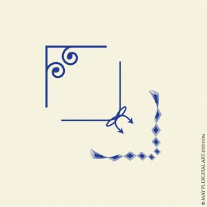 Unique Corner Borders, Blue Project Clipart - Ornate Simple Designs ...