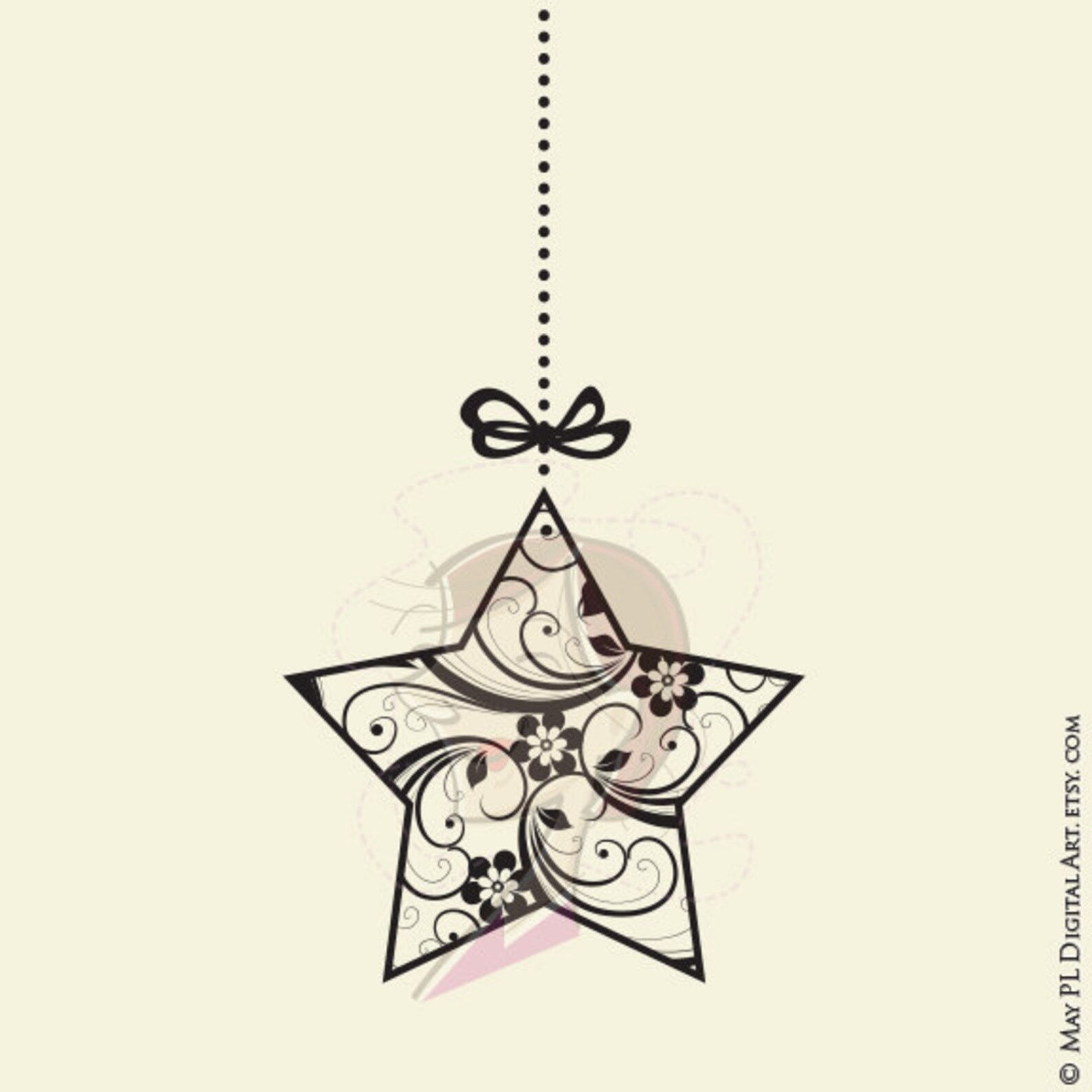 Christmas Star Ornament Clip Art Baubles Retro Decorations | Etsy