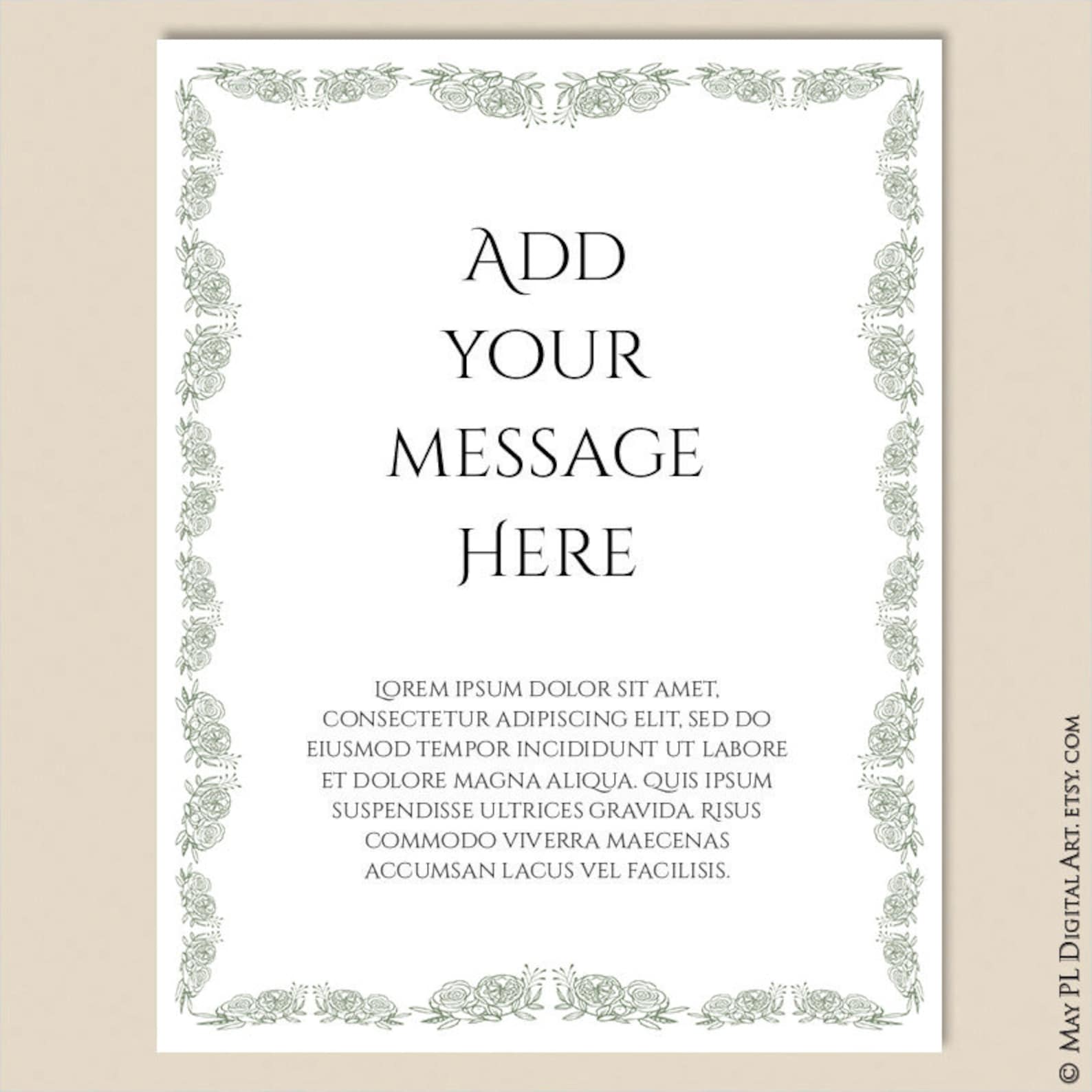 Sage Green Borders Digital Clipart Wildflowers Leaves - Etsy