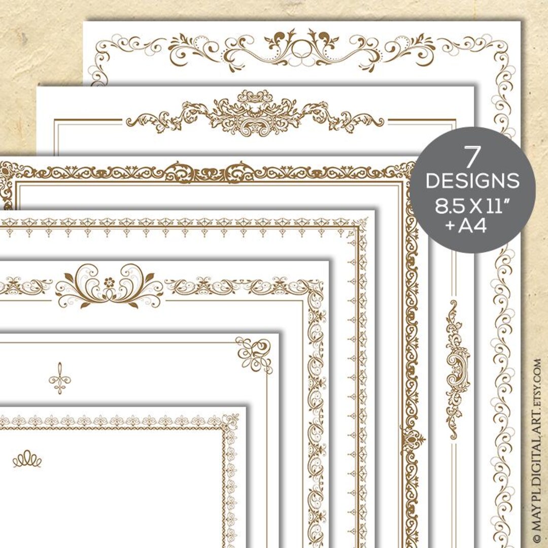 Bronze Antique Frames 8x11 Page Borders Digital Clip Art - Set of 7 ...