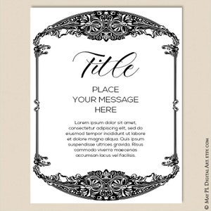 Classic Page Border Document Botanic Digital Frame - Ancient Black Clipart 11083 - Etsy