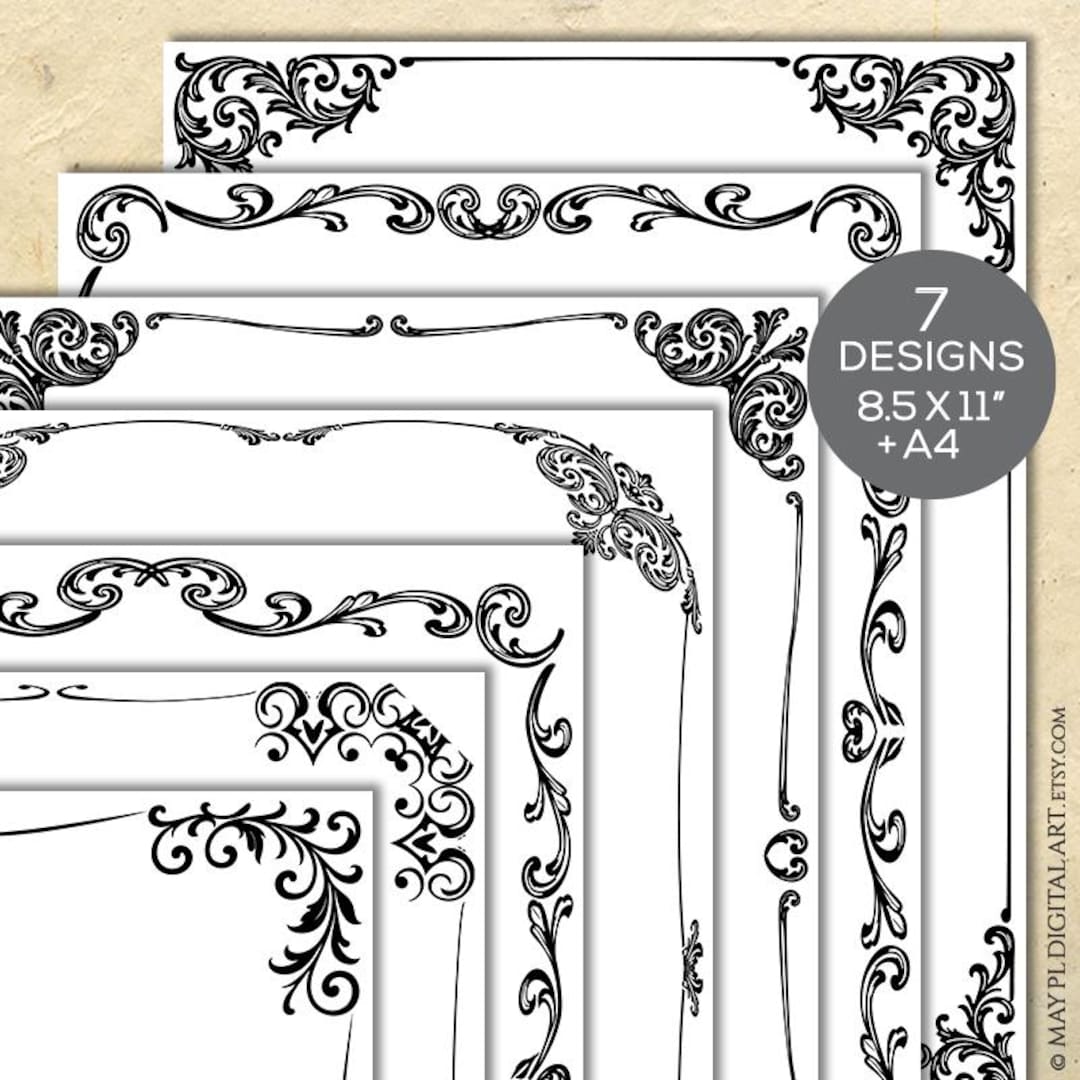Corner Borders Old Page Decoration Clipart - Vintage Black Document ...