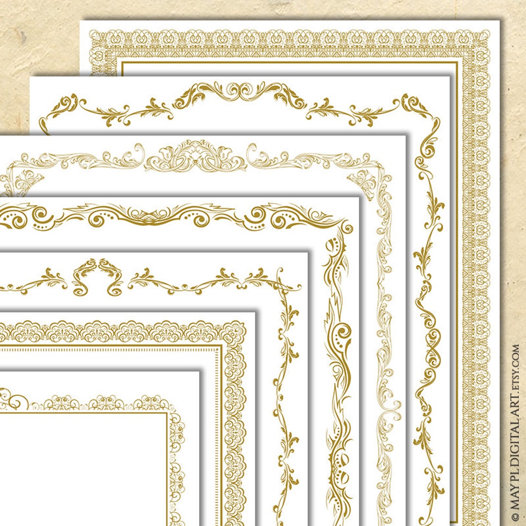 Fancy Page Border Classic Frames, Gold Foliage Floral Clip Art ...
