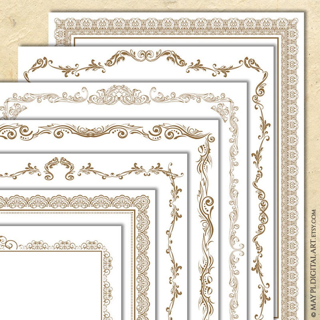 Award Vintage Bronze Borders, Certificate Page Frames Digital Clipart ...