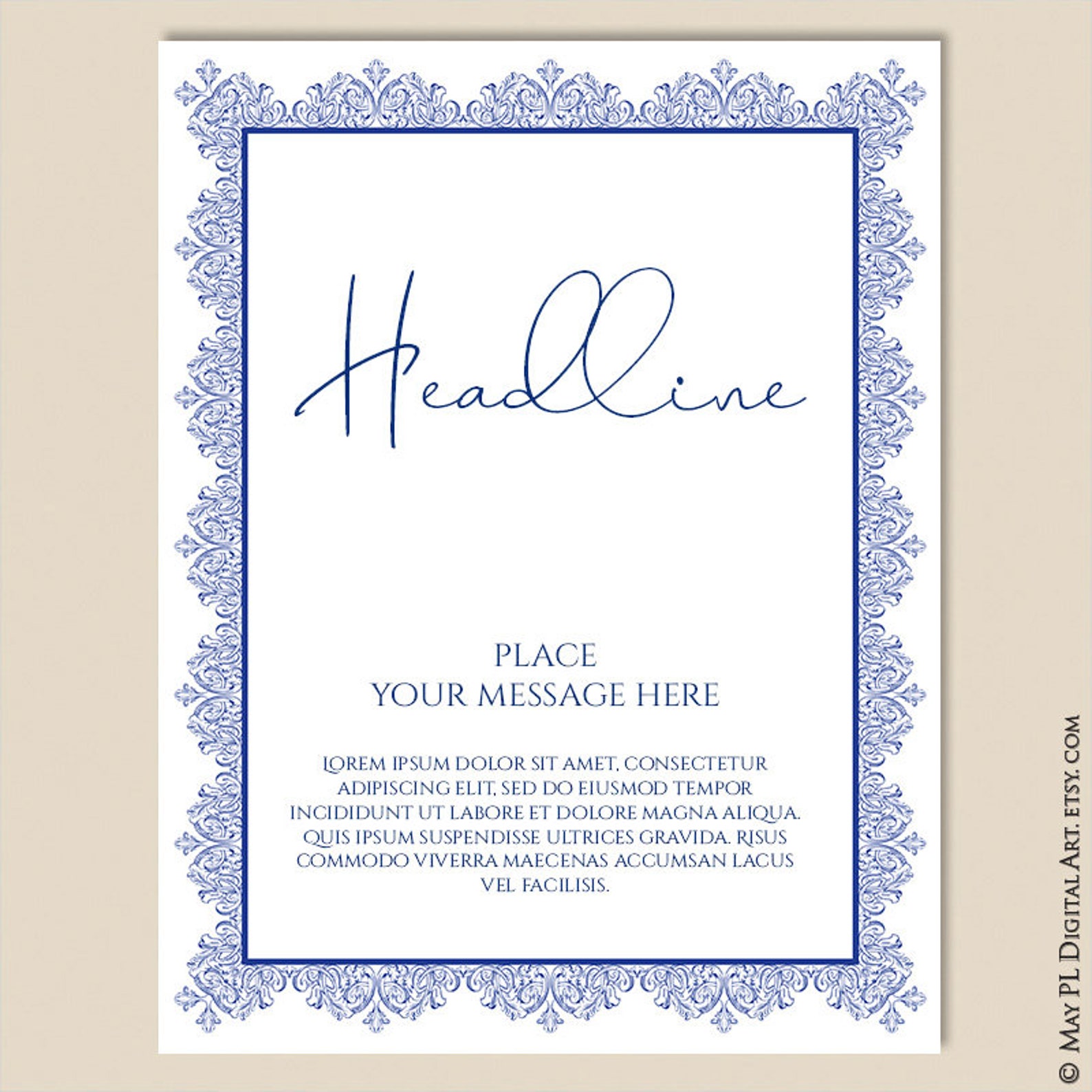 Navy Blue Certificate, Vintage Wedding Borders 8x11 and A4 Frames Clip ...