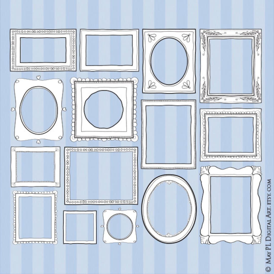 Hand Drawn Borders Frames Clip Art - Doodles Great for Photographers ...