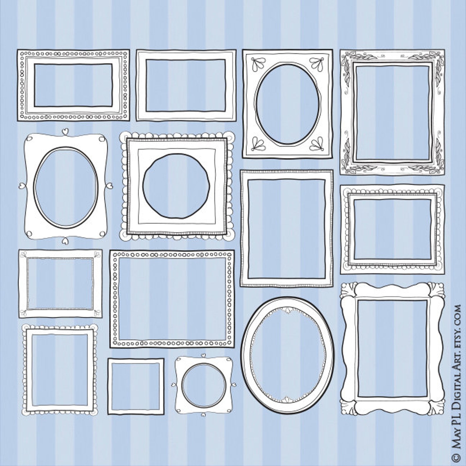 Hand Drawn Borders Frames Clip Art - Doodles Great for Photographers ...