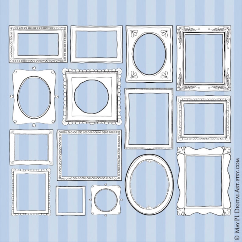 Hand Drawn Borders Frames Clip Art Doodles Great for - Etsy