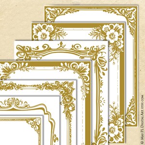 Antique Gold Document Borders Classic Clipart - Charming Flourish Edges ...