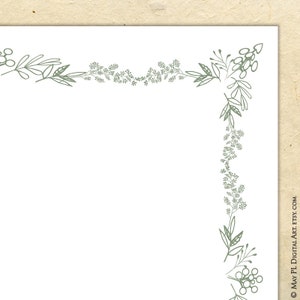 Sage Green Borders Digital Clipart - Wildflowers, Leaves, Roses and ...