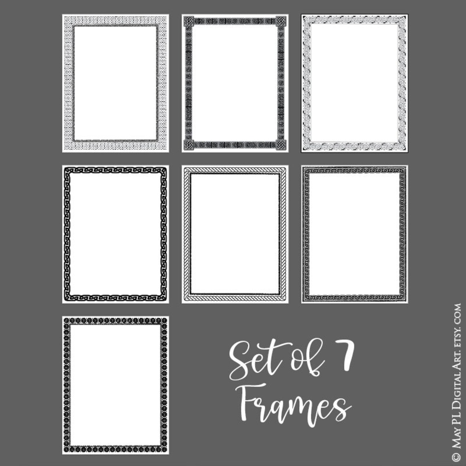 Celtic Knot Black Borders Certificate Digital Frames High - Etsy