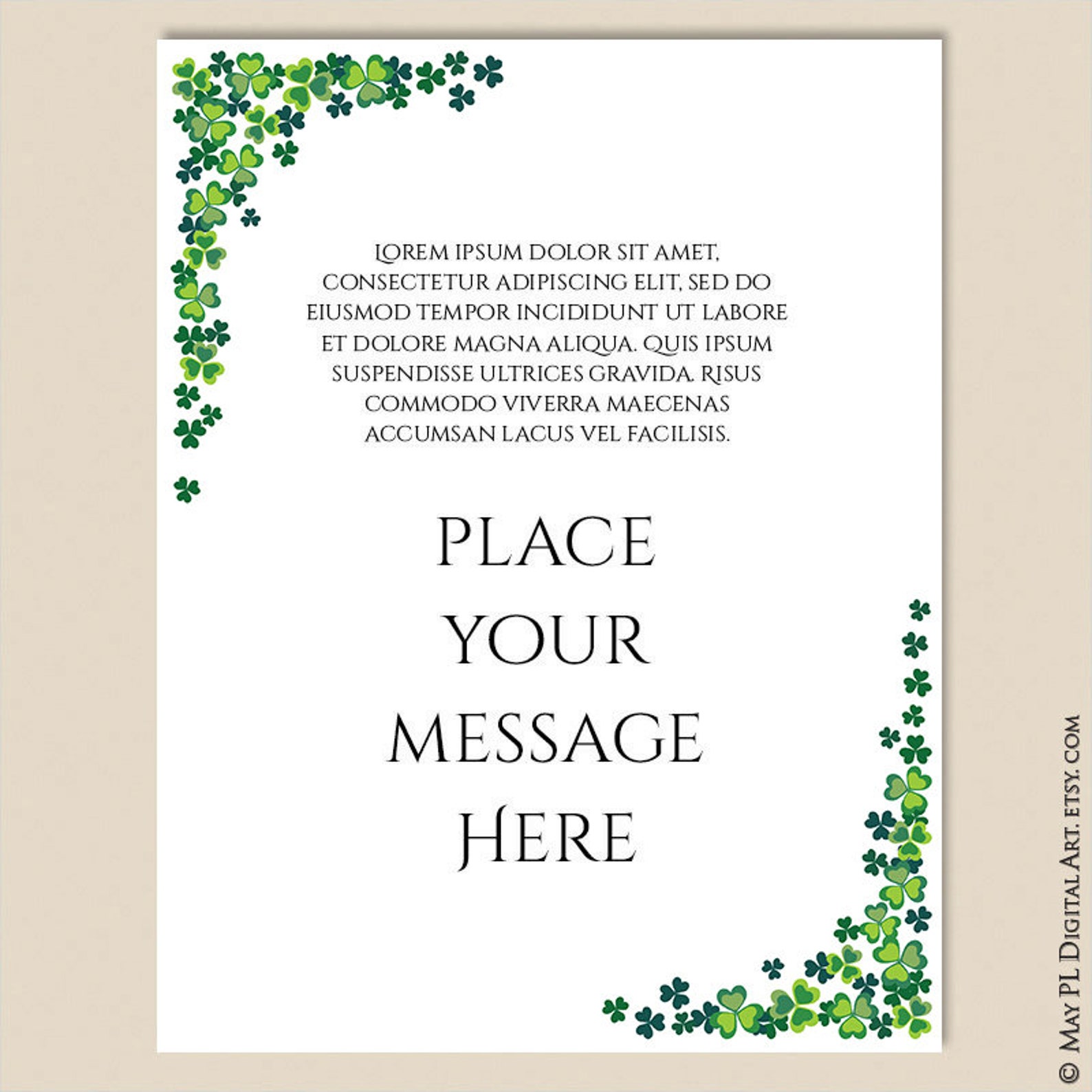 St Patricks Day Border Frames - Shamrock Clover Green Digital Clipart ...