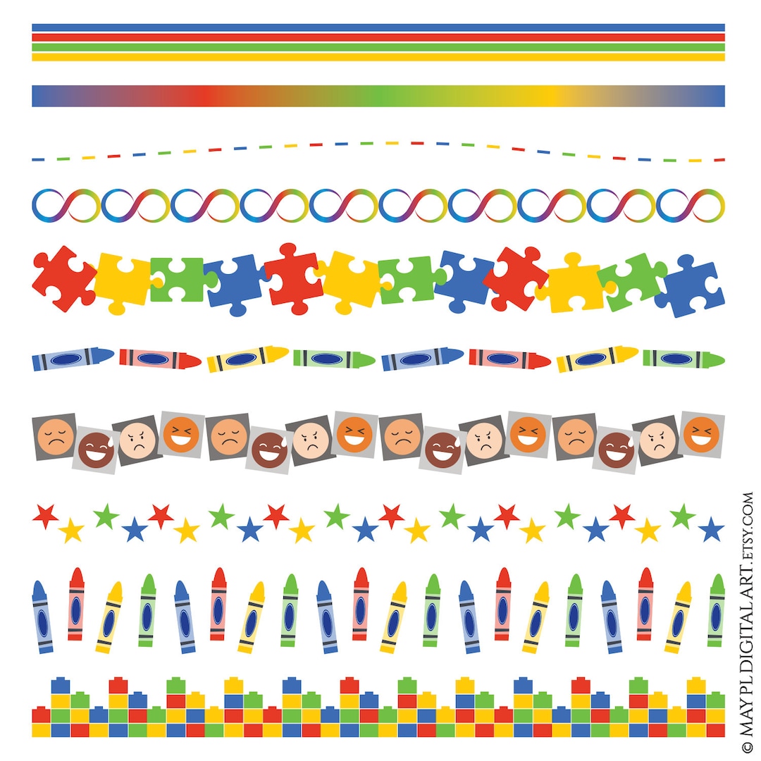 Autism Awareness Borders Clipart - Neurodiversity Png Graphics 11073 - Etsy