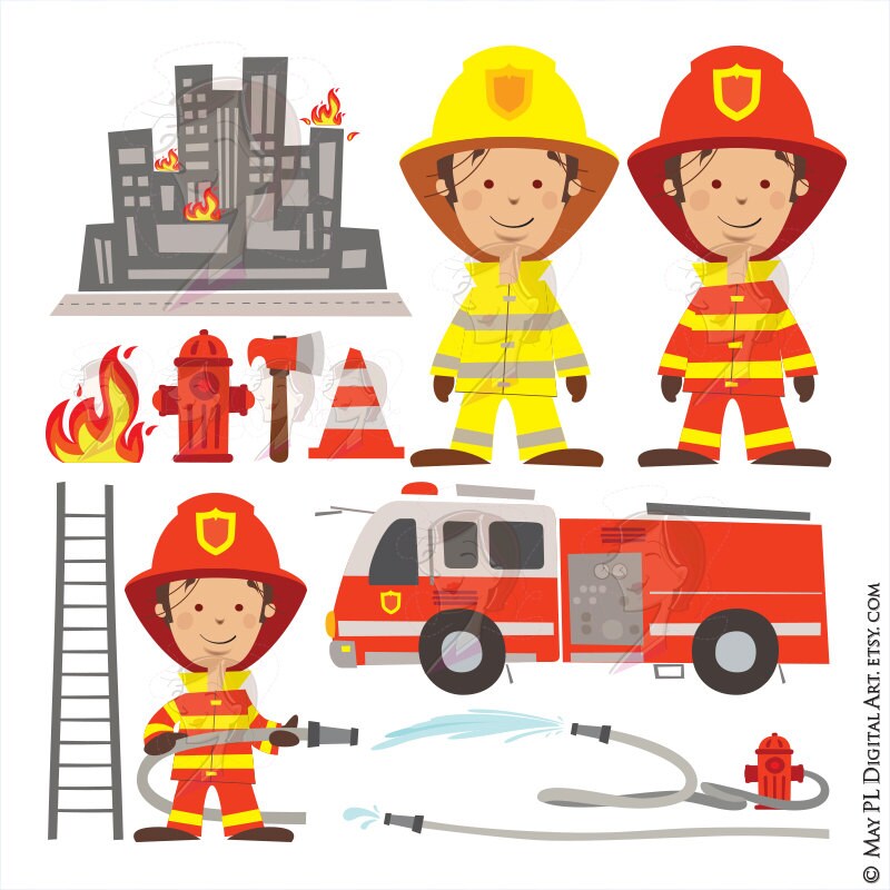 Papercraft Card Making & Stationery Firefighter Digital Paper Digital ...