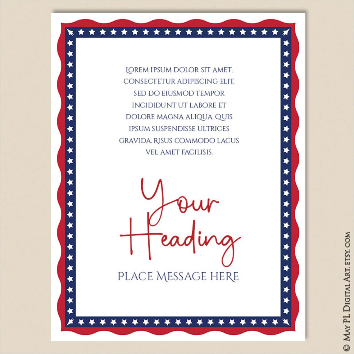 Blue Red Fourth of July Digital Frames Clipart, Independence Day 8x11 ...