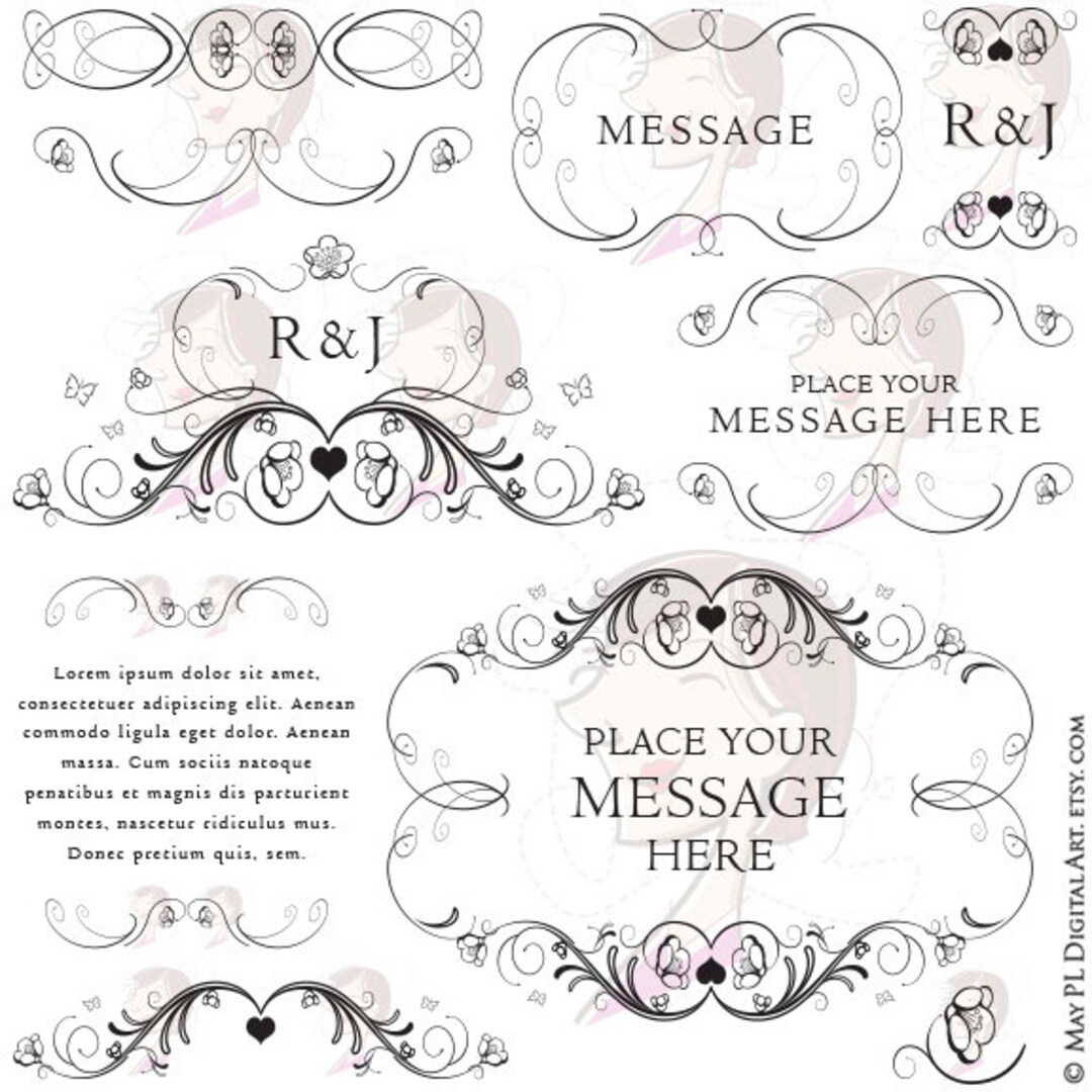Monogram Bohemian Frames Gypsy Graphics Digital VECTOR Clip Art ...