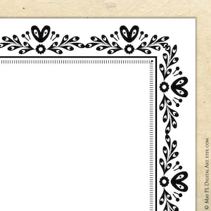 Folk Art 8x11 Border Frames, Scandinavian Garland Black Clipart ...