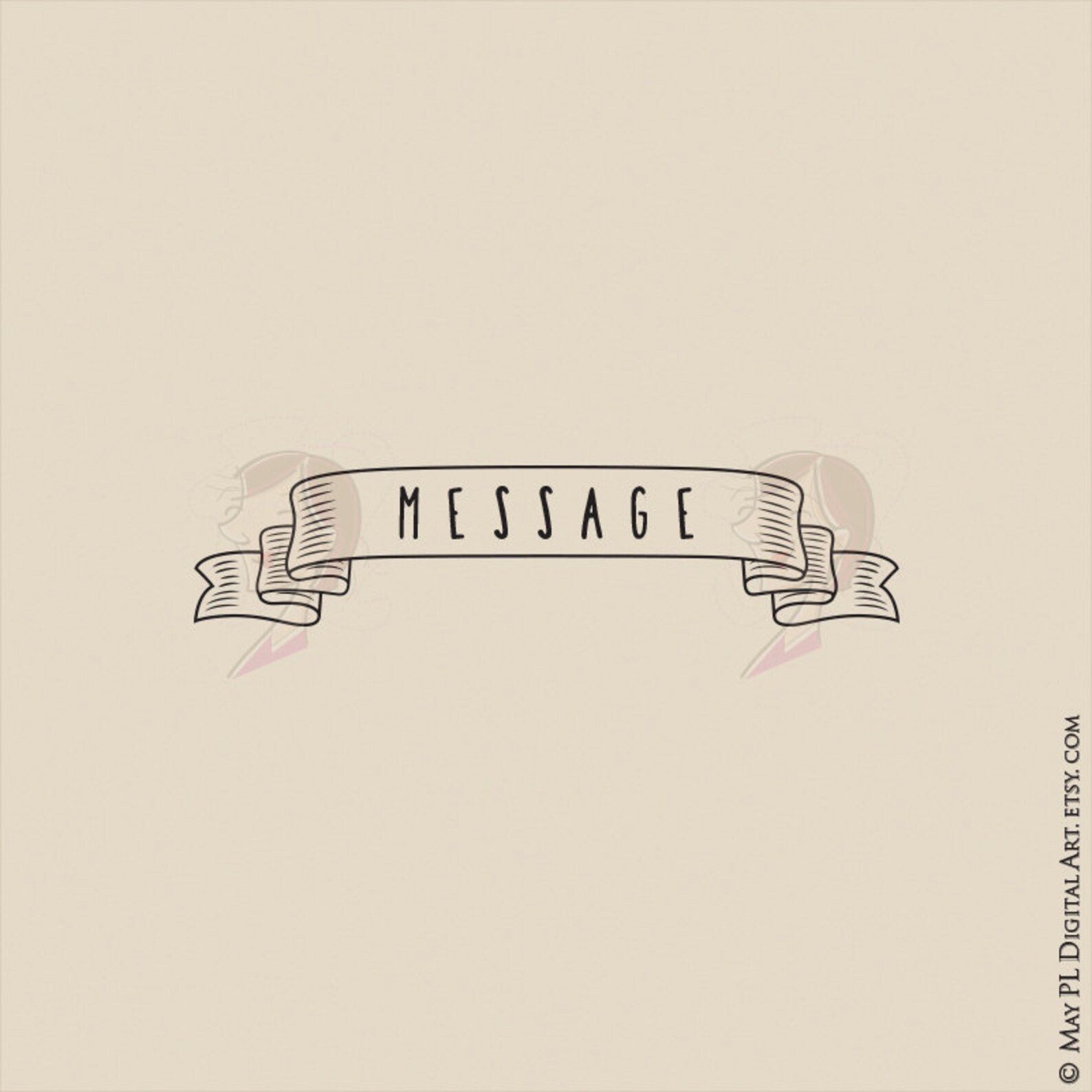 Retro Banners Ribbons Hand Drawn Old World Vintage Style DIY Wedding ...