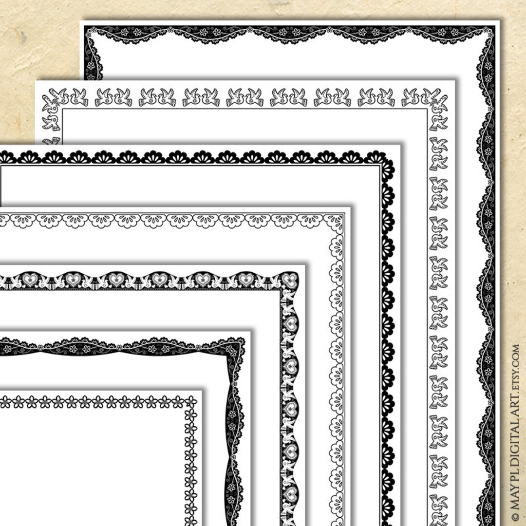 Vintage Mexican Page Borders Aztec Clip Art - 8x11 Antique Certificate ...