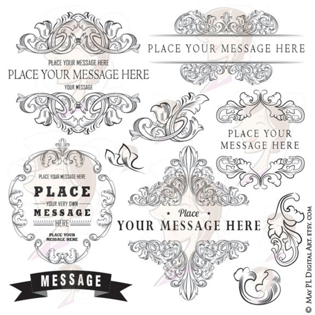 Vintage Filigree Clipart - Baroque Frames Border Graphics Perfect for ...